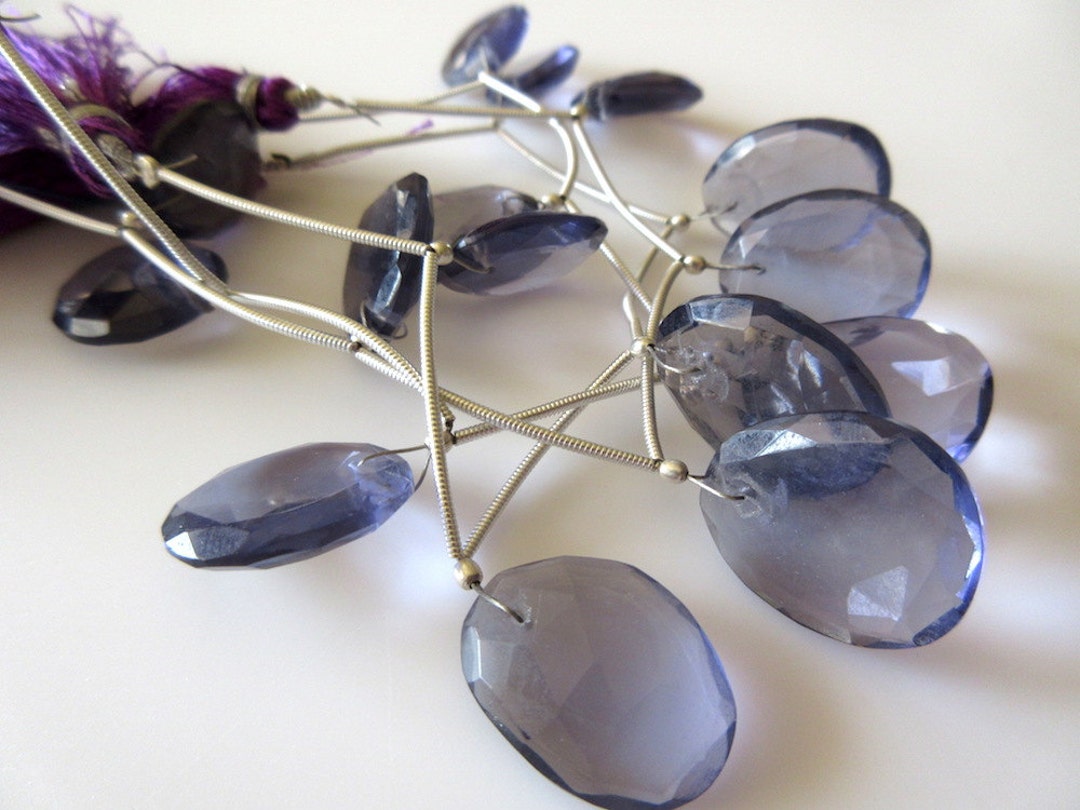 5 Pieces 15mm to 18mm Hydro Quartz Iolite Color Front Drilled Faceted ...