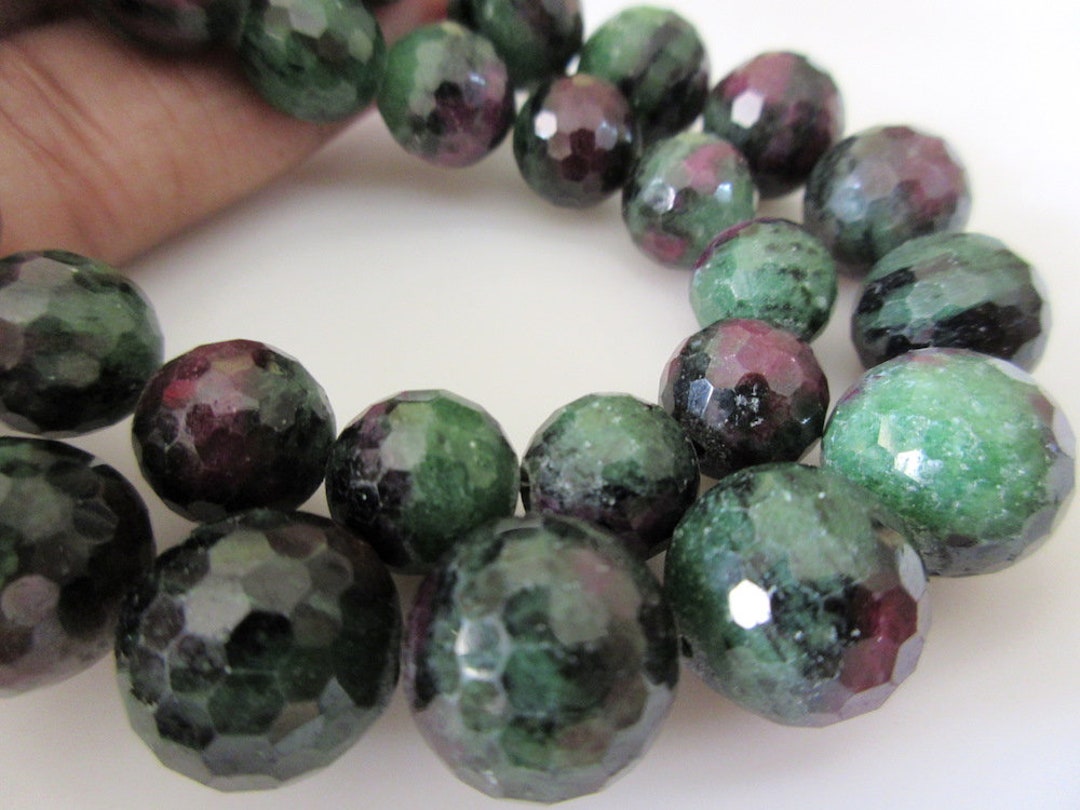 AAA Ruby Zoisite Faceted Round Beads, Ruby Zoisite Sphere Beads, 10mm ...