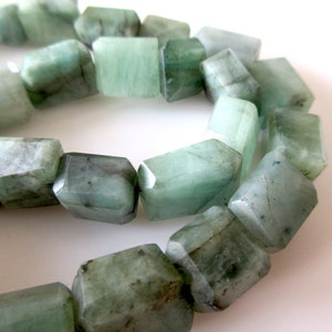 Natural Emerald Faceted Step Cut Tumble Beads, 10mm to 13mm Faceted ...