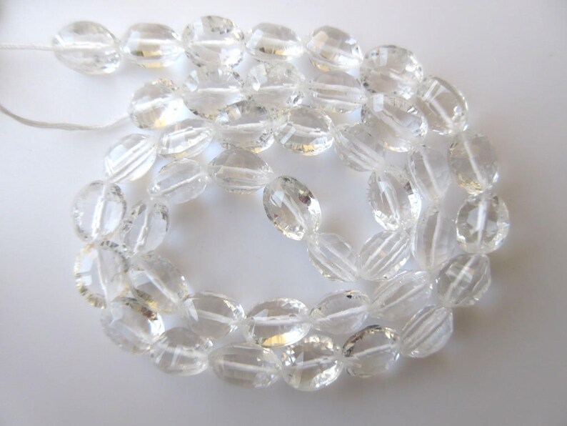 Quartz Crystal Faceted Concave Cut Oval Beads, Faceted Concave Cut Oval ...