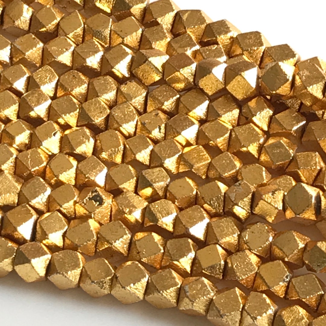Gold Pyrite Faceted Hexagon Beads, 6mm Wholesale Pyrite Hexagon Octagon ...