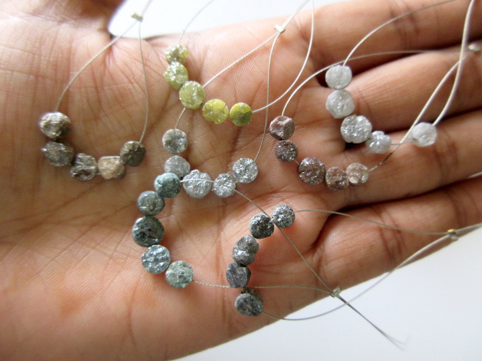 5 Pieces Button Shaped Blue Raw Diamonds, Raw Diamond Button Beads ...