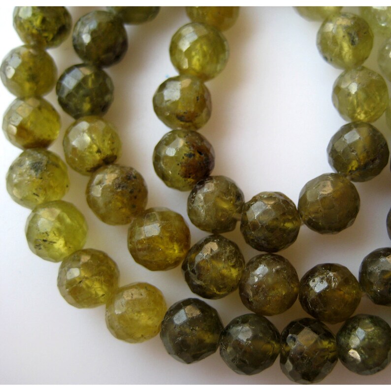 Green Garnet Rondelles Vessonite Beads Faceted Rondelle - Etsy