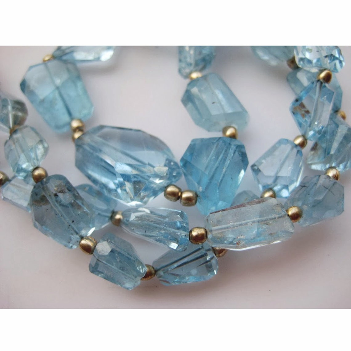 Blue Topaz Beads Swiss Blue Topaz Necklace Faceted Tumbles - Etsy