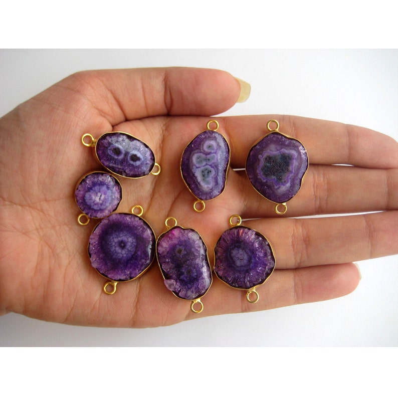 5pcs Purple Solar Quartz Connectors Druzy Connector Gemstone | Etsy
