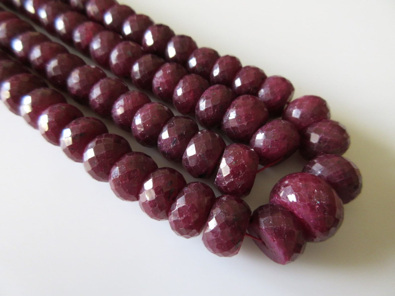 Ruby Bead Necklace Natural Ruby Faceted Rondelle Beads 10mm - Etsy