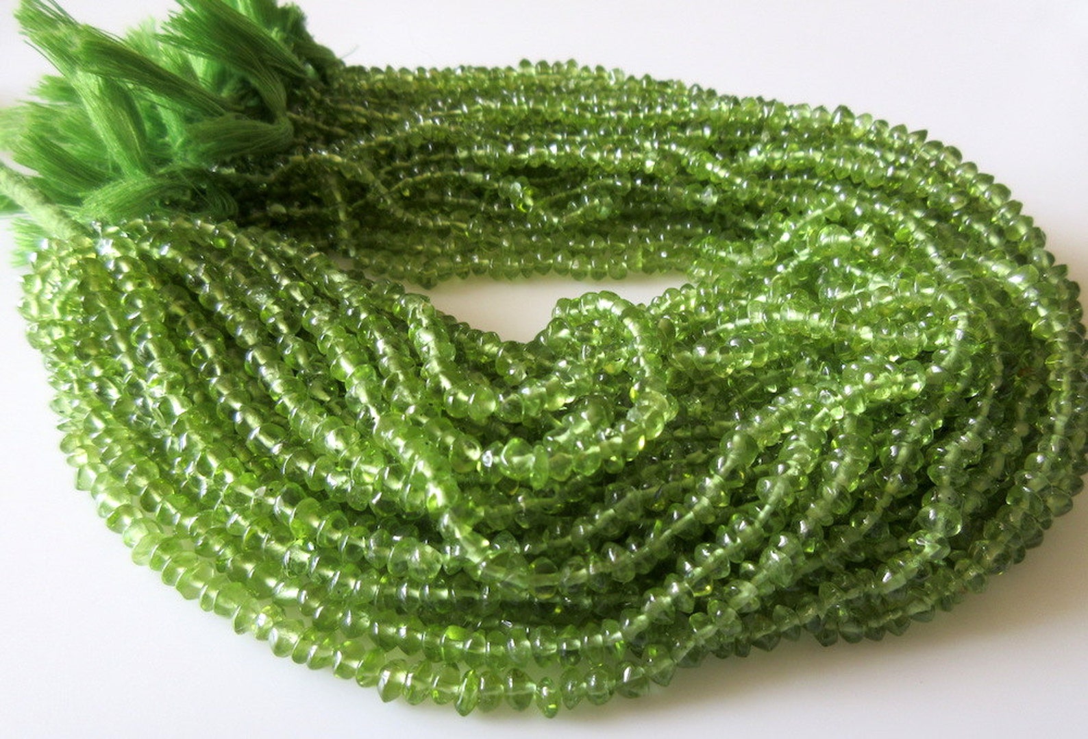 10 Strands Natural Peridot Button Beads, 5mm Peridot Beads, Wholesale ...