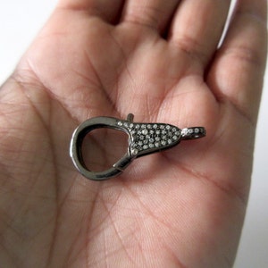 1pc Sterling Silver Diamond Lobster Clasp With Cubic Zirconia Diamond ...