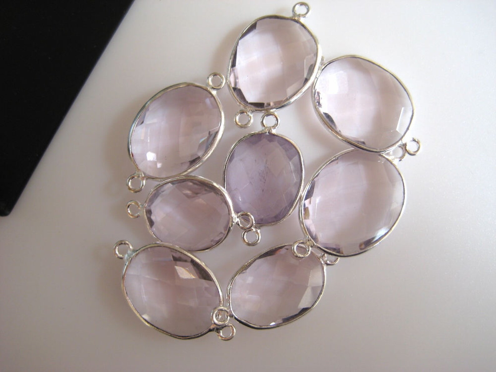 10pcs Pink Color Hydro Quartz Jewelry Bezel Connectors Silver | Etsy