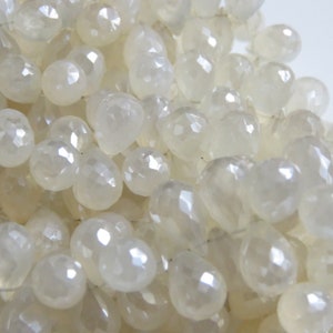 Natural White Chalcedony Briolette Bead, Mystic Coated White Chalcedony ...