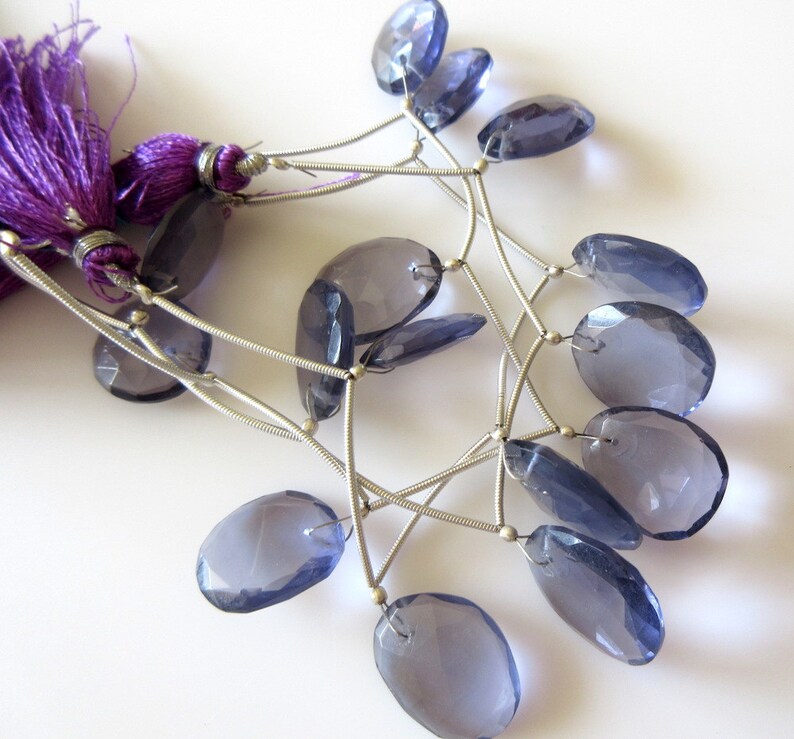 5 Pieces 15mm to 18mm Hydro Quartz Iolite Color Front Drilled - Etsy