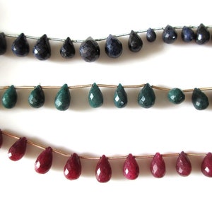 Green Corundum/emerald Tear Drop Briolette Beads, Emerald Faceted Drop ...