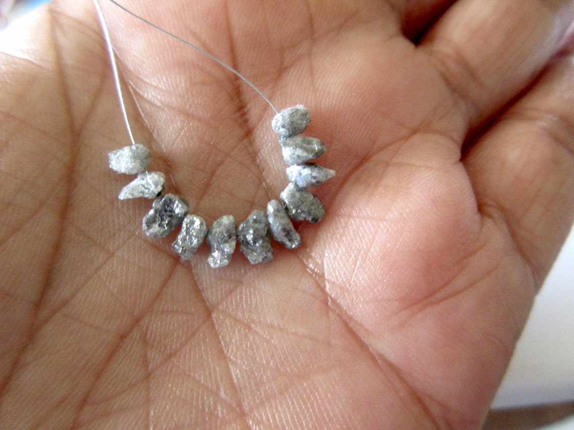 10pcs Gray Raw Diamond Spikes Rough Natural Diamond Beads | Etsy