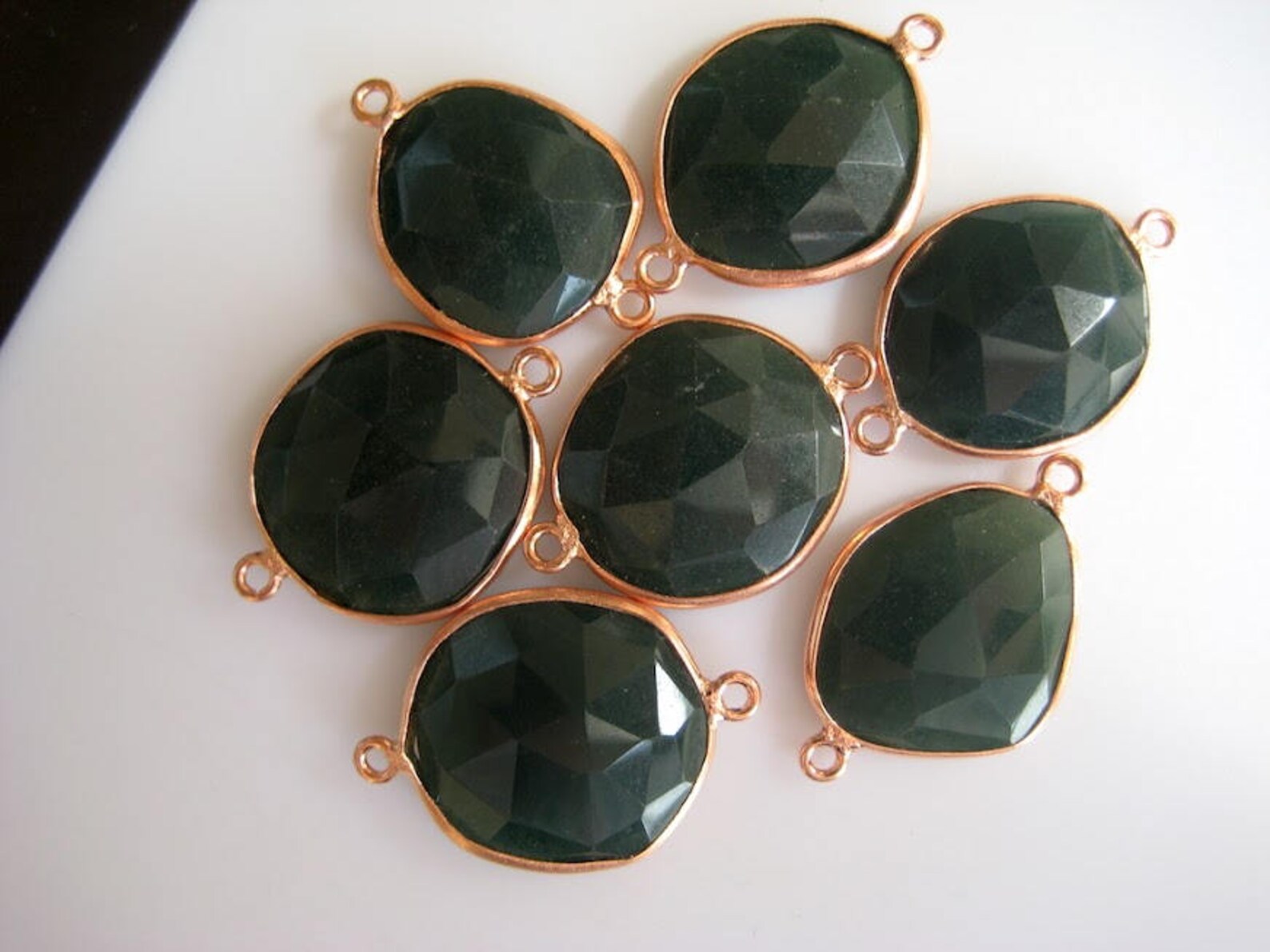 10 Pieces Green Aventurine Quartz Rose Cut Bezel Connectors - Etsy