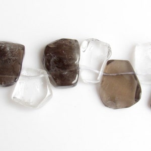 17 Pieces Raw Crystal Slice, Raw Smoky Quartz Beads, Gemstone Slice ...