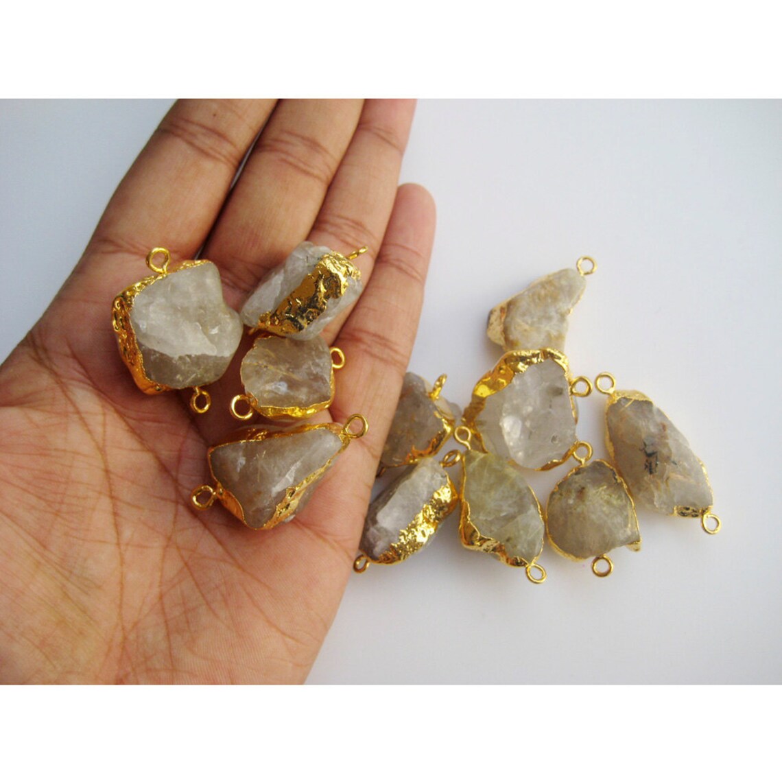 Gold Rutilated Quartz Connector, Raw Gemstone Connectors, Natural Gold ...