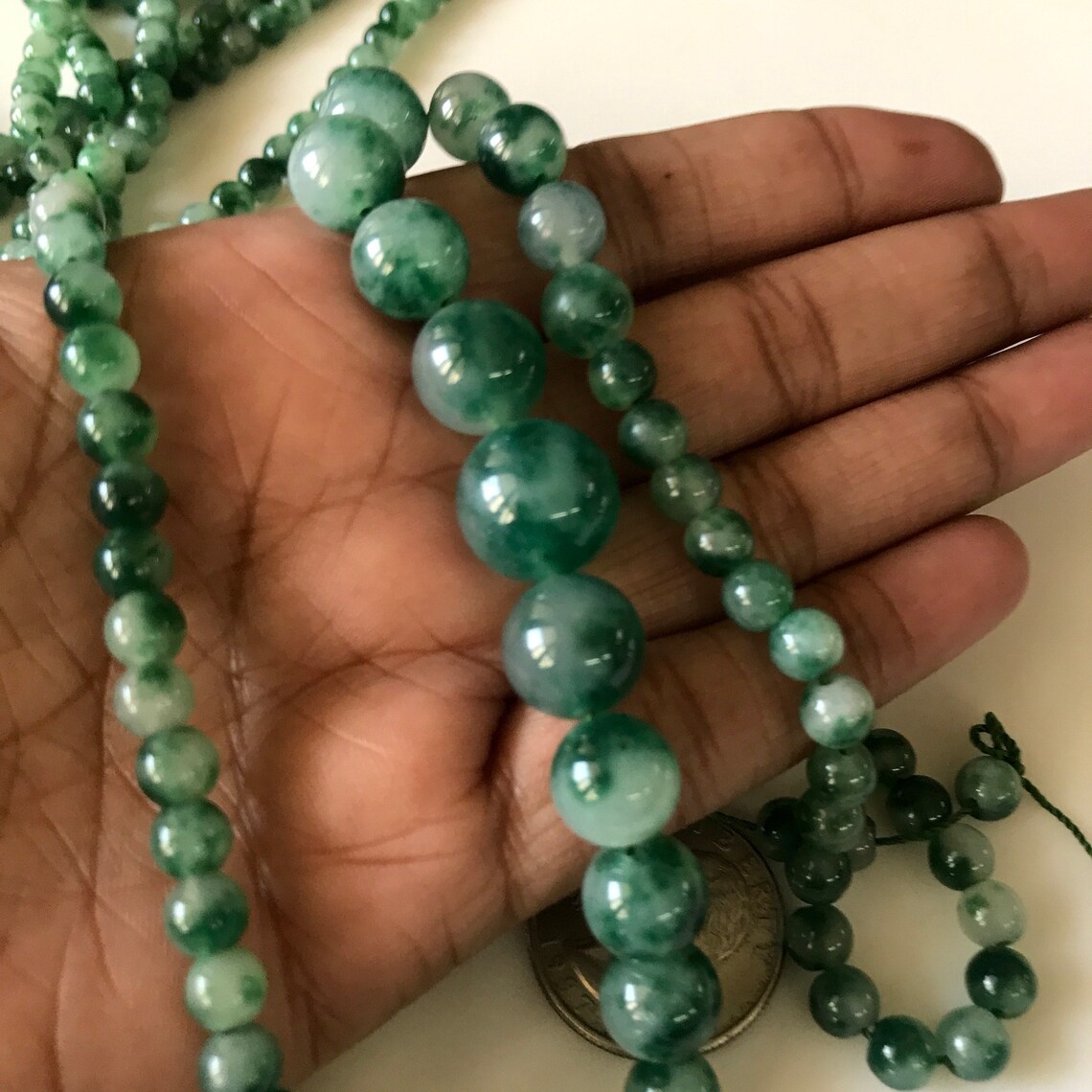 6mm to 13mm Emerald Green Jade Round Beads Green Moss Agate Jade Smooth ...