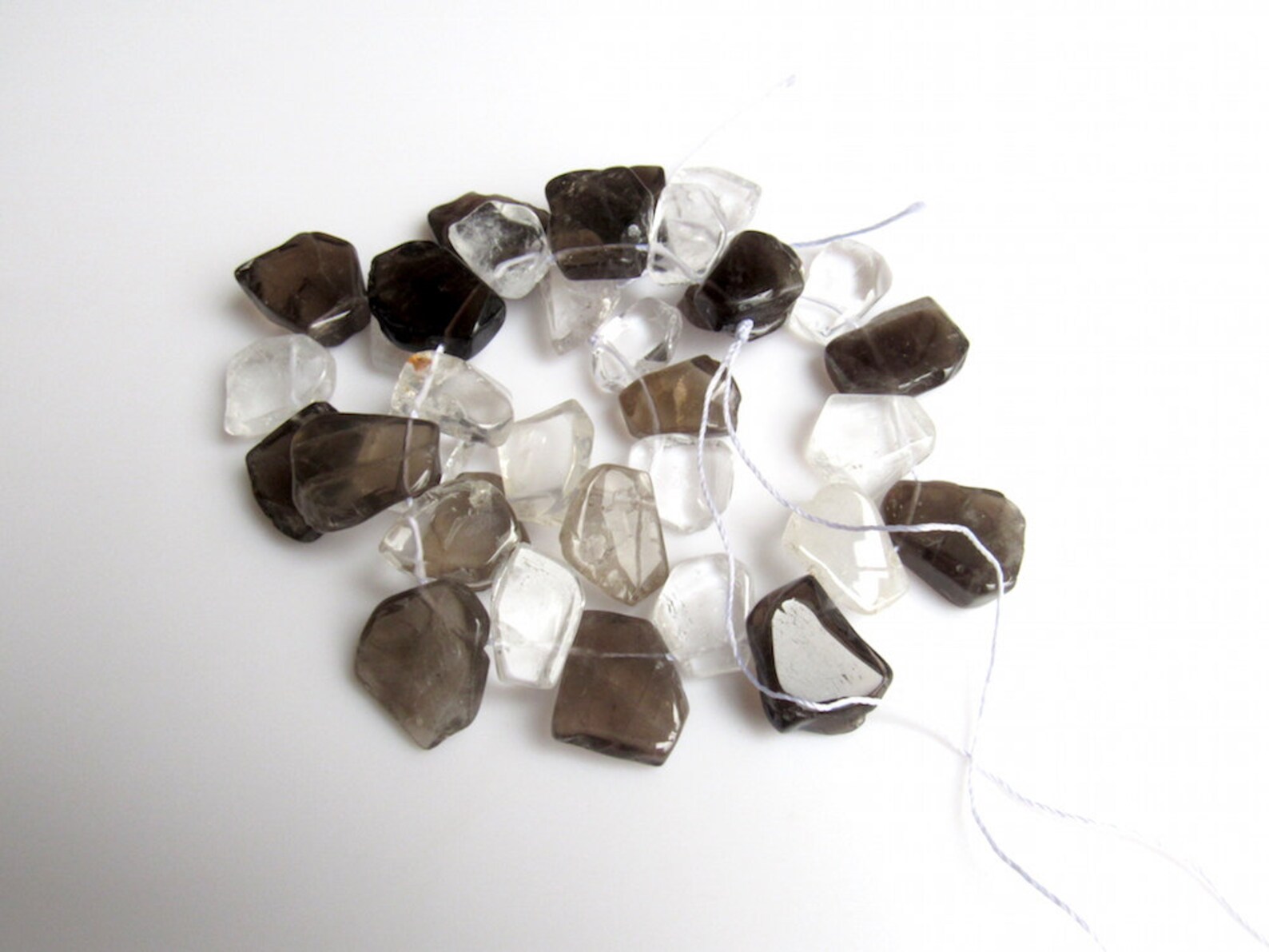 17 Pieces Raw Crystal Slice, Raw Smoky Quartz Beads, Gemstone Slice ...