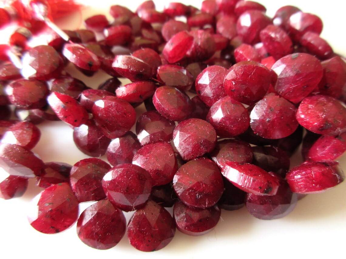 Red Corundum/ruby Heart Shaped Briolette Beads, Ruby Briolette Beads ...