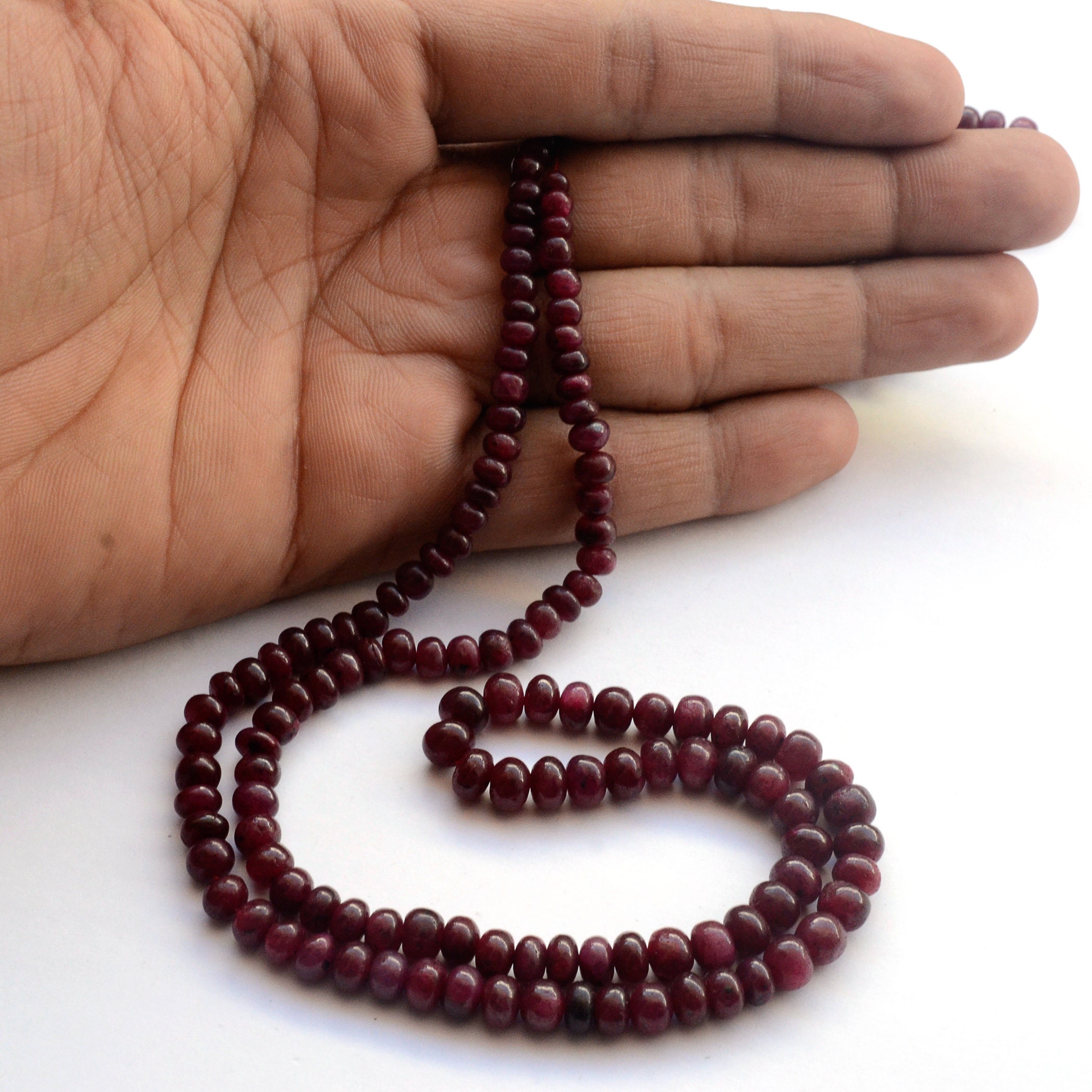 Natural Ruby Smooth Rondelle Beads Ruby Loose Gemstone Beads | Etsy