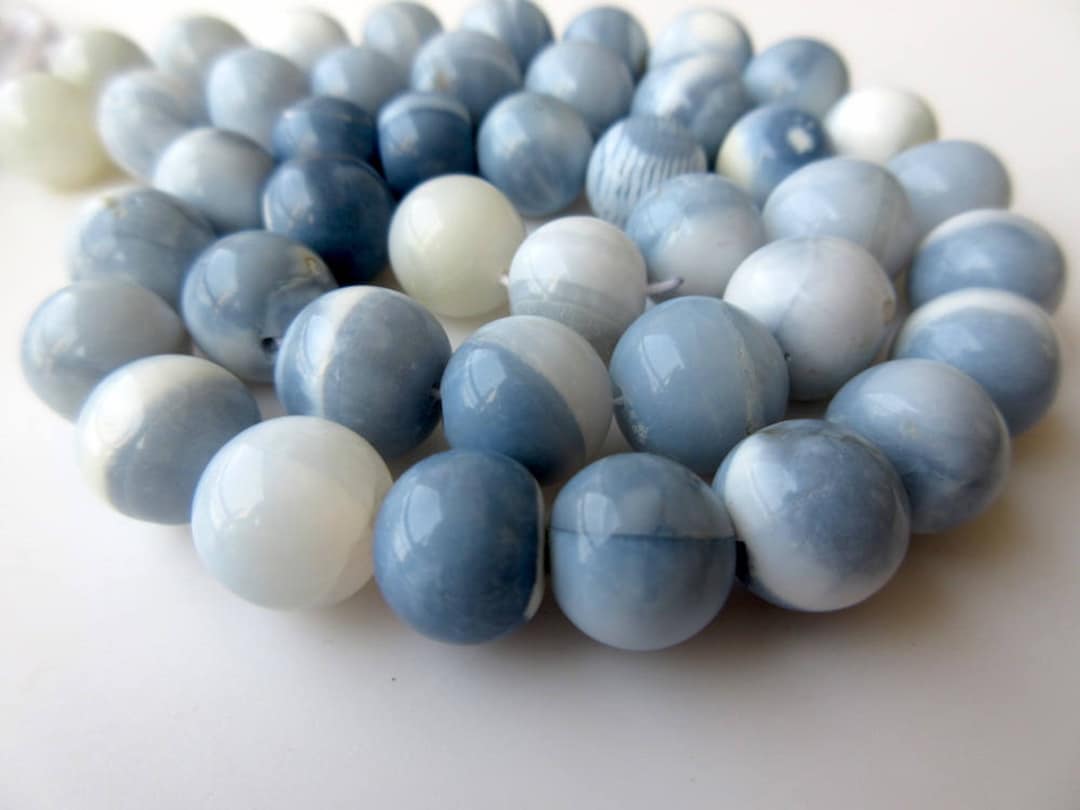 Natural Blue Opal Smooth Round Beads, Peruvian Blue Opal Beads, 10mm to ...