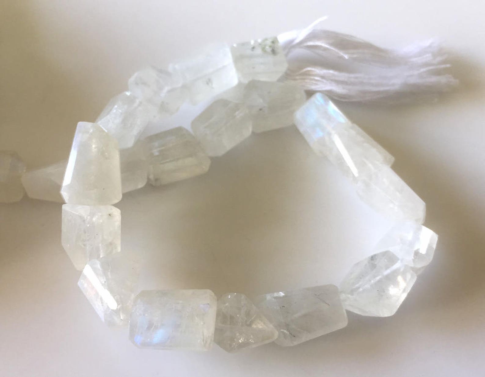 Natural Rainbow Moonstone Faceted Tumble Beads Step Cut | Etsy