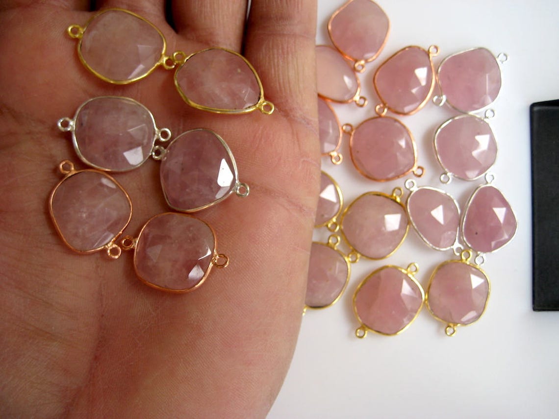 10 Pieces Rose Quartz Rose Cut Cabochon Jewelry Bezel | Etsy