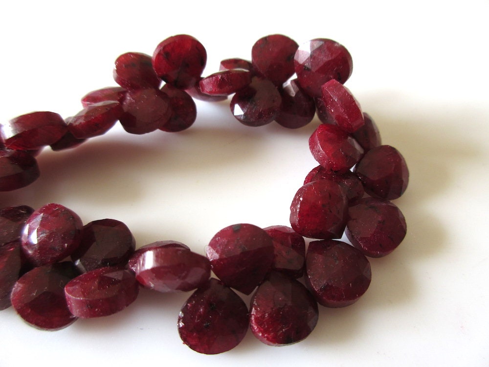 Red Corundum/ruby Heart Shaped Briolette Beads, Ruby Briolette Beads ...