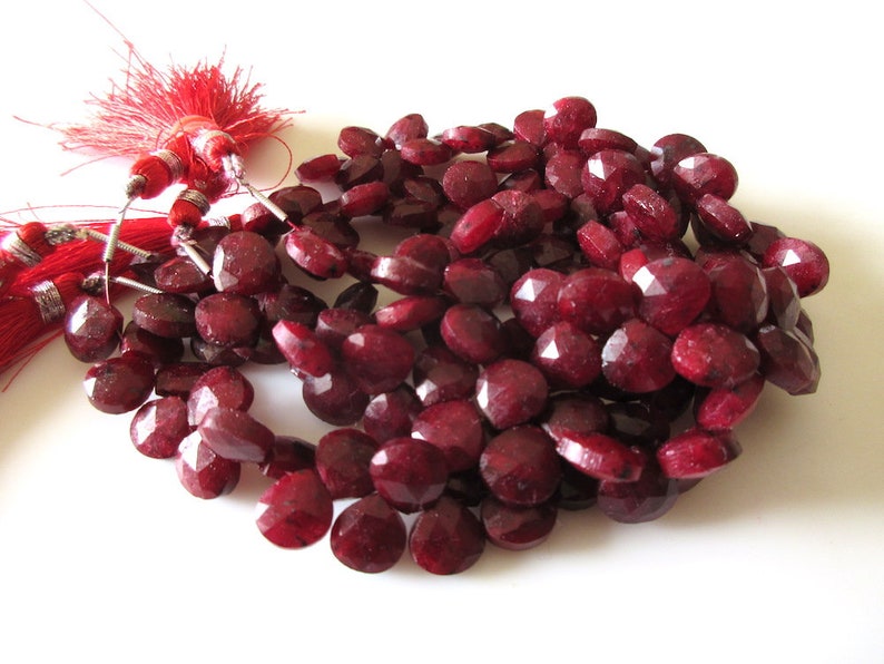 Red Corundum/ruby Heart Shaped Briolette Beads, Ruby Briolette Beads ...