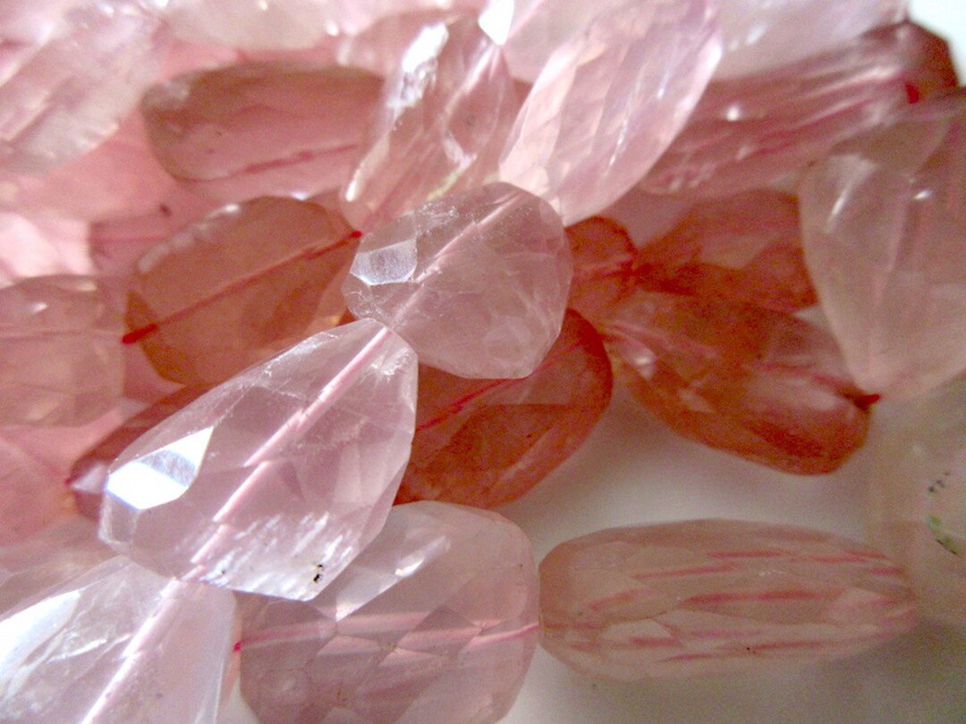 Natural Rose Quartz Faceted Tumbles Beads, 15mm to 16mm Pink Quartz ...