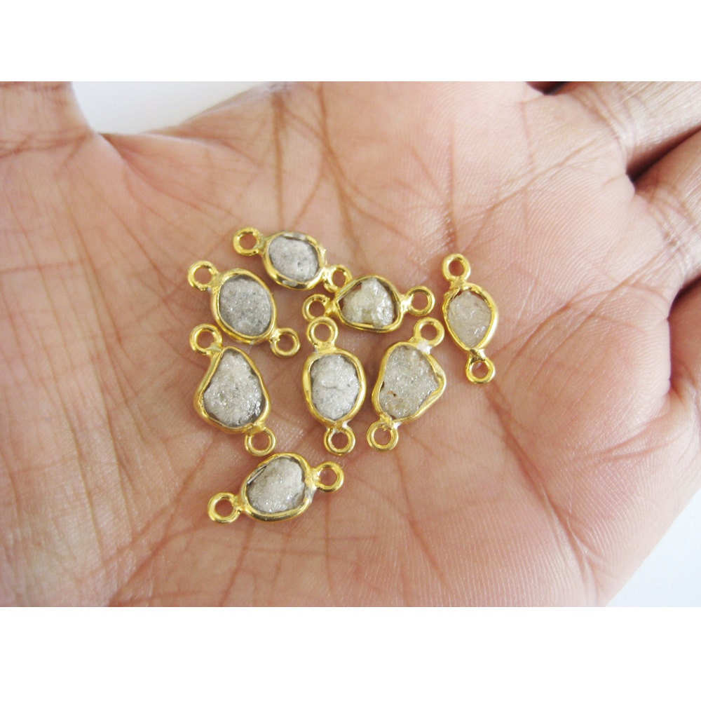 100 Pcs White Diamond Connector 925 Silver Connectors Rough - Etsy