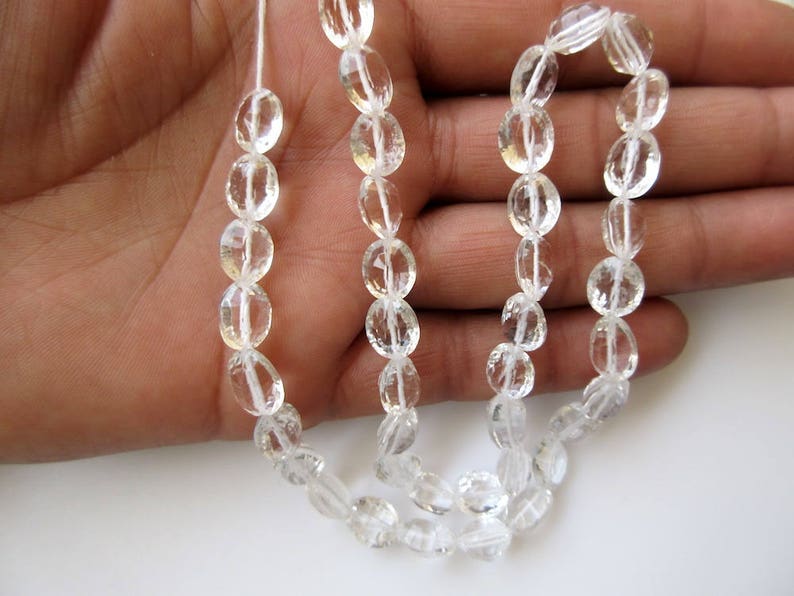 Quartz Crystal Faceted Concave Cut Oval Beads, Faceted Concave Cut Oval ...