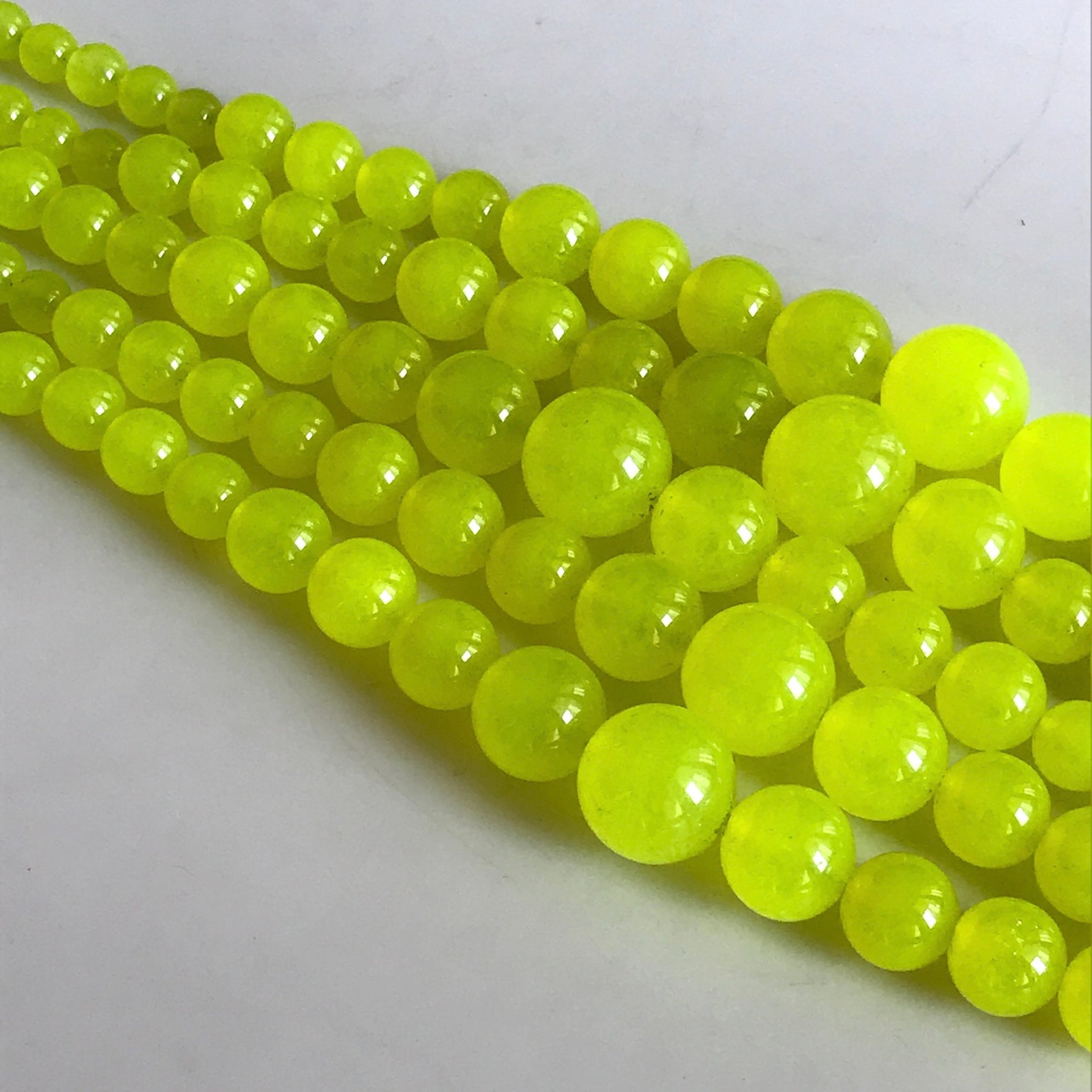6mm to 13mm Lime Green Jade Round Beads, Green Jade Smooth Round Beads ...
