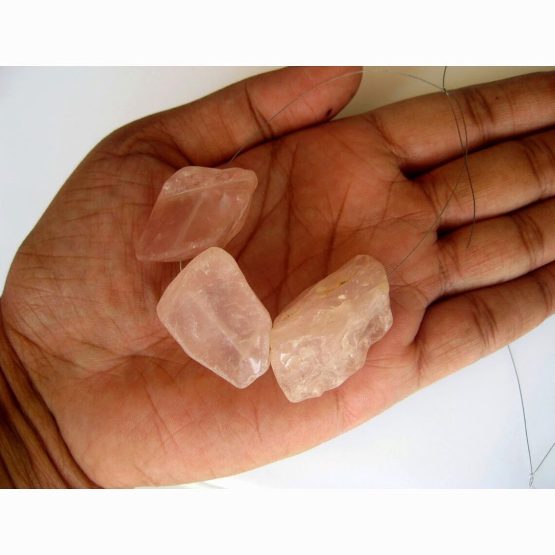 Raw Rose Quartz Rose Quartz Rough Stone Large 1mm Hole Rose | Etsy