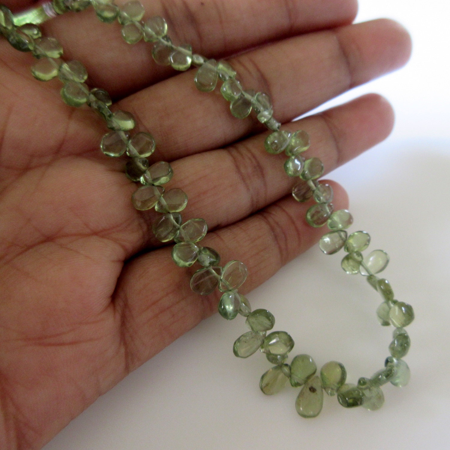 Green Apatite Smooth Pear Beads, 5mm to 6mm Natural Green Apatite Pear ...