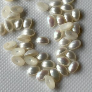 5x3mm/6x4mm/8x6mm Oval Shaped Fresh Water White Pearls Flat Back ...