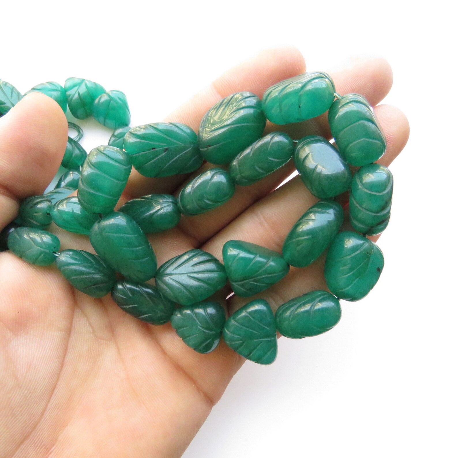 Green Jade Carved Tumble Beads Green Jade Tumbles 15mm to - Etsy
