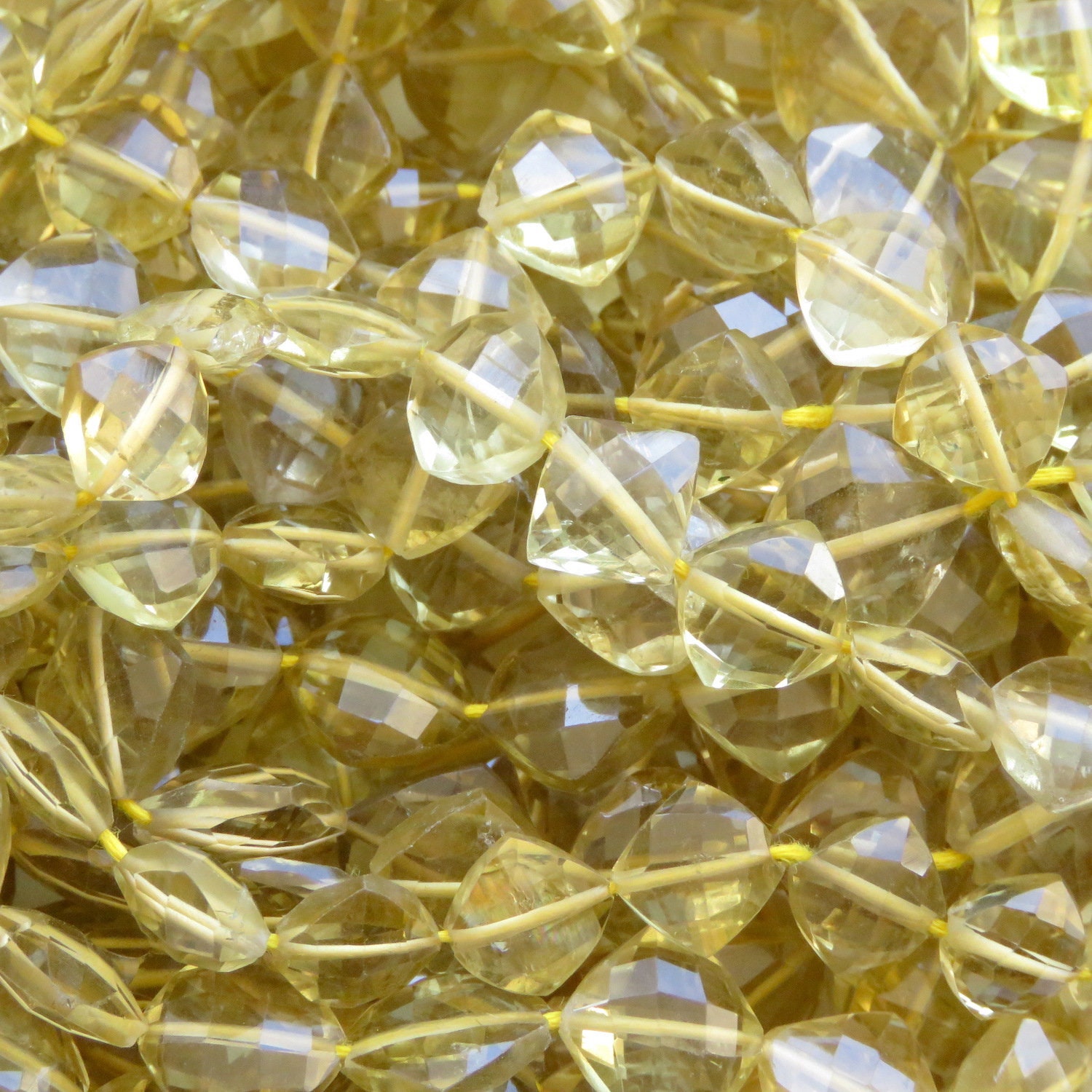 Yellow Quartz Kite Beads, Yellow Lemon Quartz Faceted Square Beads ...