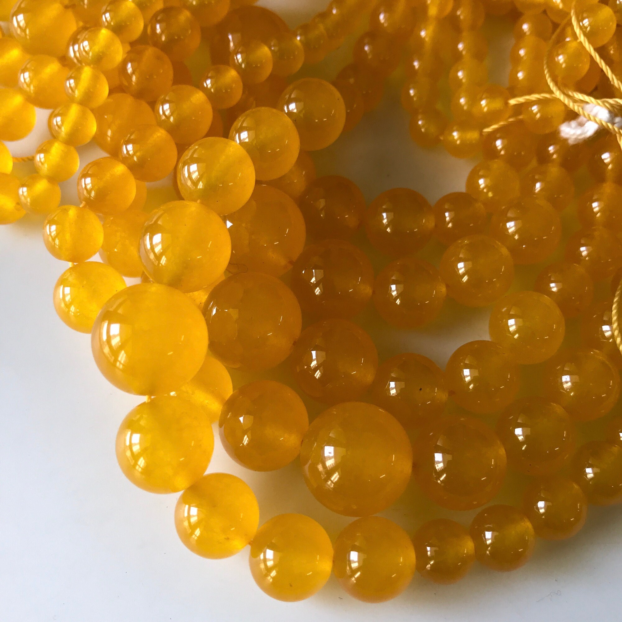 6mm To 13mm Yellow Jade Round Beads Mango Color Yellow Jade | Etsy