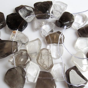 17 Pieces Raw Crystal Slice, Raw Smoky Quartz Beads, Gemstone Slice ...