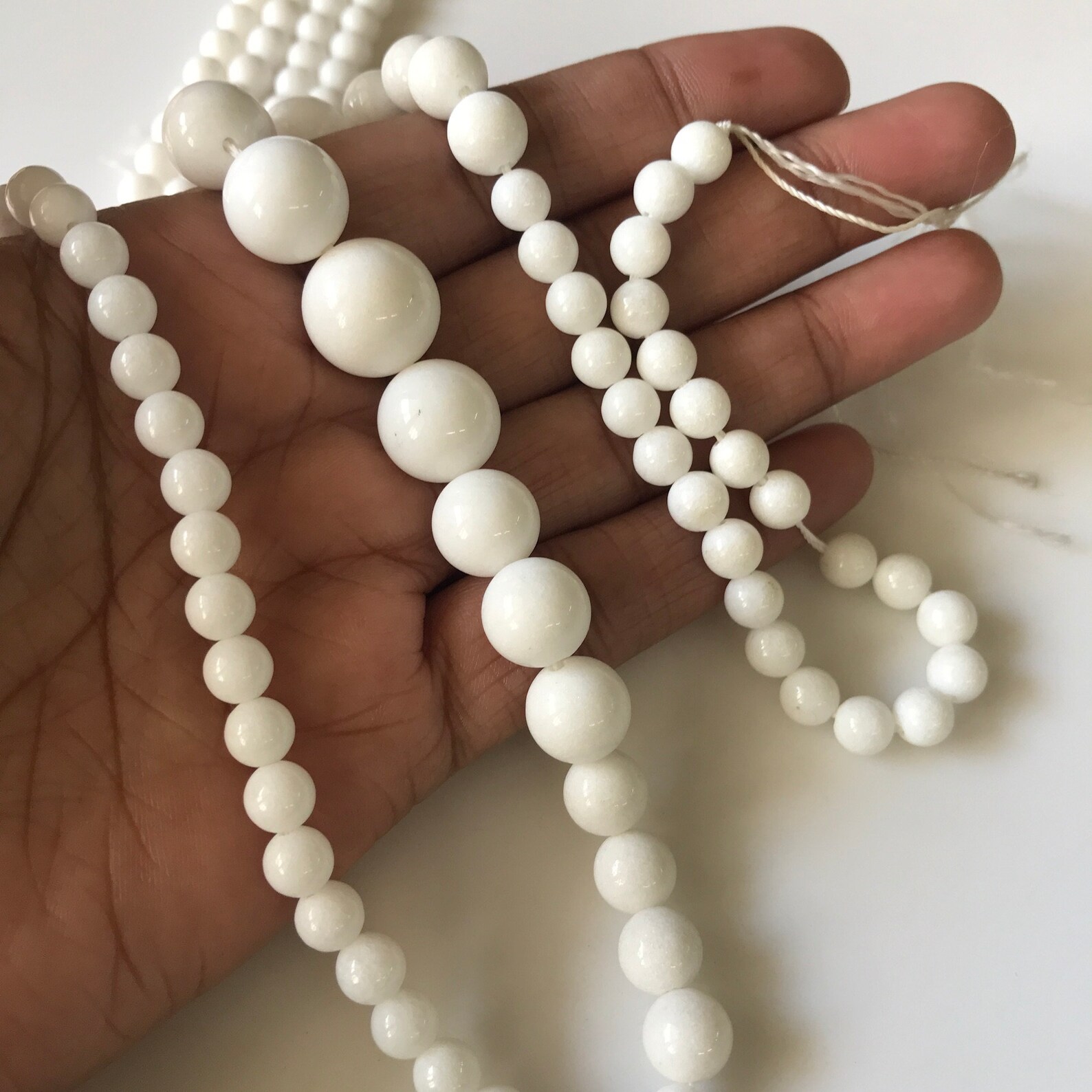 6mm to 13mm White Jade Round Beads Jade Smooth Round Beads 18 Inch ...