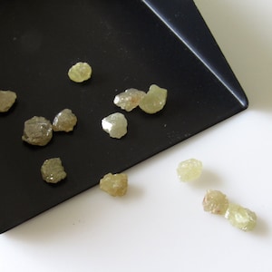 10 Pieces Flat Raw Rough Diamonds, 5mm Each Yellow Color Uncut Diamonds ...