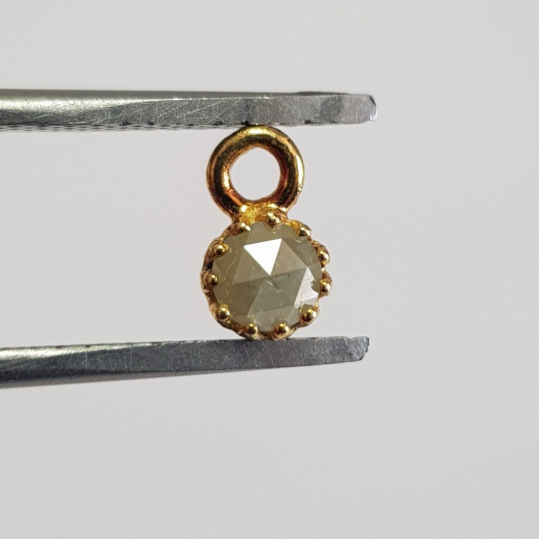 4.5mm Natural Grey Single Loop Diamond Bezel Collet Connector Ready to ...