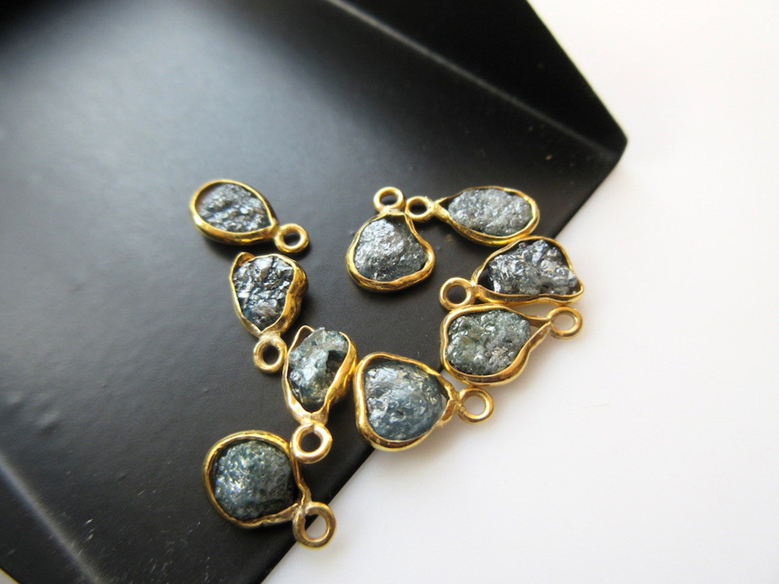 10 Pieces Single Loop Blue Diamond Connectors 925 Silver | Etsy