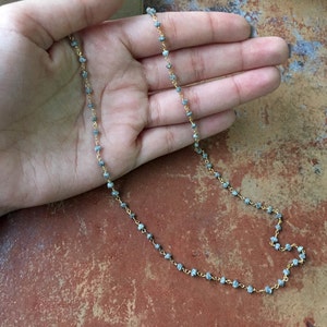 Natural Grey Raw Diamond Beaded Chain, Wire Wrapped Chain, Chain by the ...