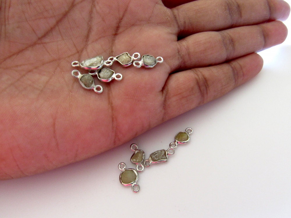 10 Pcs Yellow Diamond Connectors 925 Silver Connectors Rough - Etsy