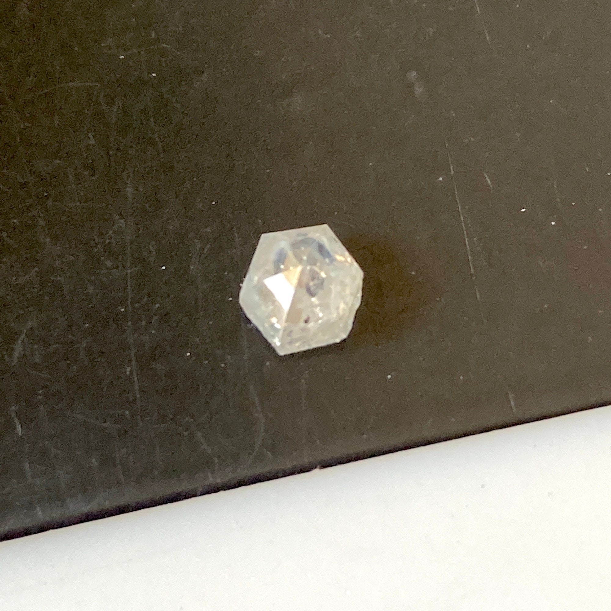 0.51ctw/4.7mm Fancy Hexagon Shield Shape Clear White Rose Cut Faceted ...