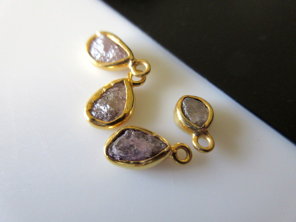 10 Pieces Natural Raw Rough Pink Diamond Single Loop - Etsy
