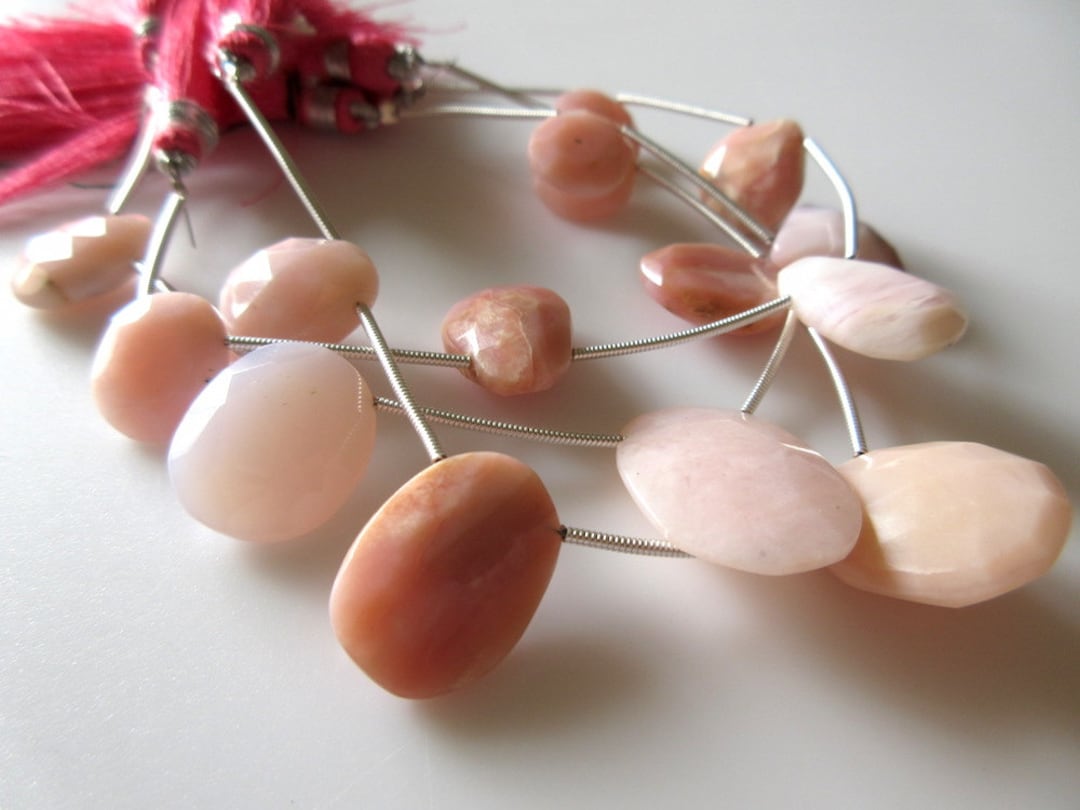 5 Pieces 15mm to 18mm Each Solar Quartz Pink Opal Rose Cut Side Drilled ...