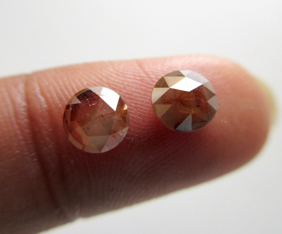 2 Pieces Matched Pairs Natural Red Round Rose Cut Diamond Loose, 4.5mm ...